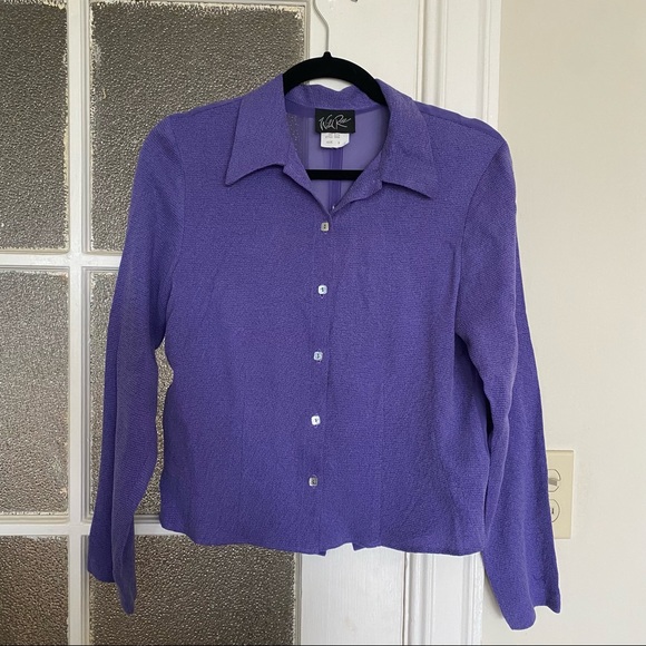 Vintage | Tops | Vintage Purple Button Up Top | Poshmark